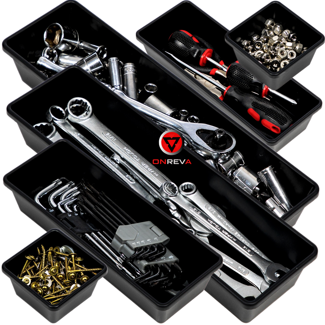 Tool Box Organizer Tray Set, Toolbox Storage Non-slip Trays, Rolling T ...
